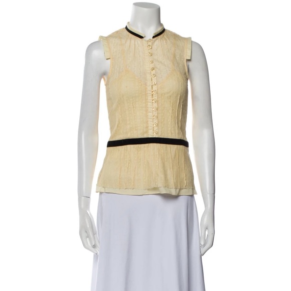 Marc Jacobs | Tops | Marc Jacobs Top Yellow Lace Sleeveless Mock Neck ...